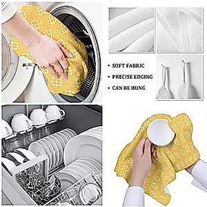BULING Super Absorbent and Lint Free Kitchen Towels Yellow Morocco Flower Patterned 2PCS Reusable Cleaning Cloths, Soft Tea Towels, Table Cleaning Cloths, Dish Towels for Drying Dishes