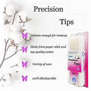 500 Pieces Precision Tips,Double Pointed Cotton Swabs with Paper Stick for Makeup & Cleaning