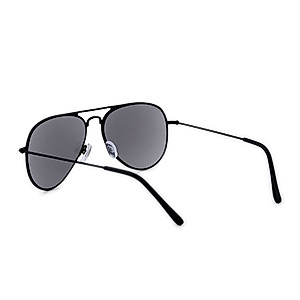 Gudzws Sun Full Lens Reading Glasses Readers Sunglasses Classic Outdoor Sports Steel Stainless Black Frame Temple Grey Lens Super Simple Style Unisex +1.50 (Not for Driving)