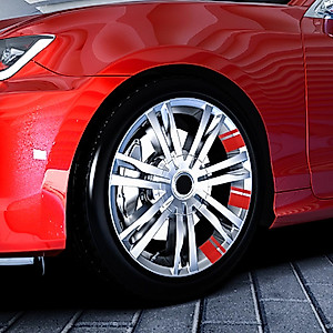 6Pcs Car Wheel Decals, Fit Size 18"-21" Wheels, Reflective Car Wheel Rim Decals Stripe Racing Wheel Rim Stickers Safety Decoration Car Accessories