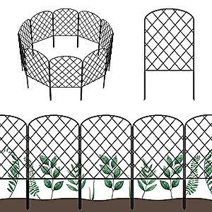OUSHENG 10 Pack Decorative Garden Fence, Total 10ft(L) x 24in(H) No Dig Animal Barrier Border, Rustproof Metal Wire Section Edging Defence Fencing Panel for Outdoor Patio Garden Yard, Arched