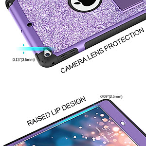 BENTOBEN iPad Mini 5 Case, iPad Mini 4 Case, Glitter Sparkly 3 Layers Heavy Duty Rugged Shockproof Kickstand Sturdy Leather Protective Tablet Cover for Apple iPad Mini 5 / iPad Mini 4, Purple