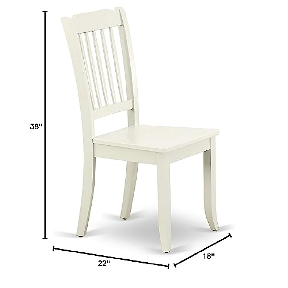 East West Furniture DAC-LWH-W Danbury Kitchen Dining Chairs - Slat Back Wooden Seat Chairs, Set of 2, Linen White