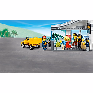 LEGO City Passenger Airplane 60262, with Radar Tower, Airport Truck with a Car Elevator, Red Convertible, 4 Passenger and 4 Airport Staff Minifigures, Plus a Baby Figure (669 Pieces)