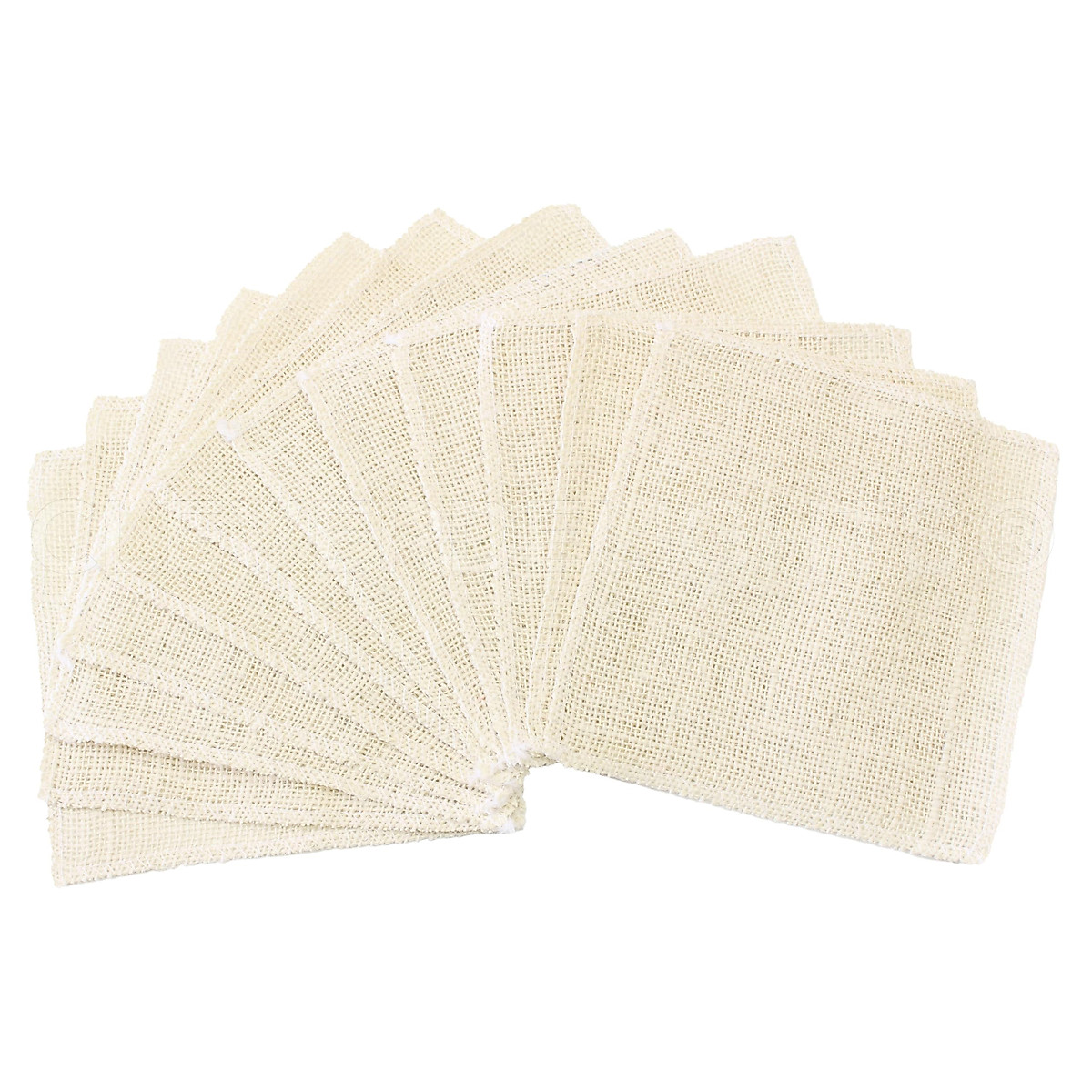 CleverDelights 6 Inch Ivory Burlap Squares - 12 Pack - Jute Burlap Fabric - Finished Edges - 6" x 6"