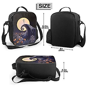 The Nightmare Before Christmas Men & Women Insulated Lunch Bag,Reusable Tote Lunch Box with Water Bottle Holder and Adjustable Shoulder Strap for Office Picnic