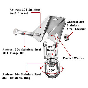 Anoredo Heavy Duty Porch Swing Hammock Hanging Kit,Swing Hanger,360° Rotation Swingset Hardware Bracket Accessories for Wooden Concrete Set, Punching Bag, Yoga Silk, Hanging Chair, Suspension Strap