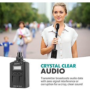 Movo WMX-20-RX-TXLR Wireless Microphone System with Plug-on XLR Transmitter Adapter and Portable Receiver - Converts Self Powered Shotgun Mics, Lavs, Dynamic Microphones to Wireless - for Stage, Film