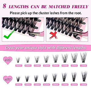 ALIVER DIY Eyelash Extensions Kit, Single Cluster Eyelashes 280 Pcs Extensions Super Thin Cluster Eyelashes, Easy to Wear, Single Lash Clusters for Halloween Makeup(30D&40D Mixed, 9-16mm 280Pcs)