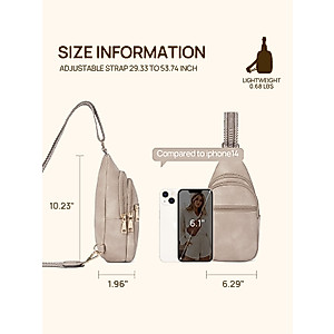 Telena Sling Bag for Women Crossbody Fanny Packs for Women Leather Sling Chest Bag with Adjustable Strap Cloud Grey