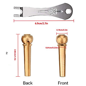 6 PCS Guitar Bridge Pins Brass For Acoustic Guitar,With Bridge Pins Remover Puller