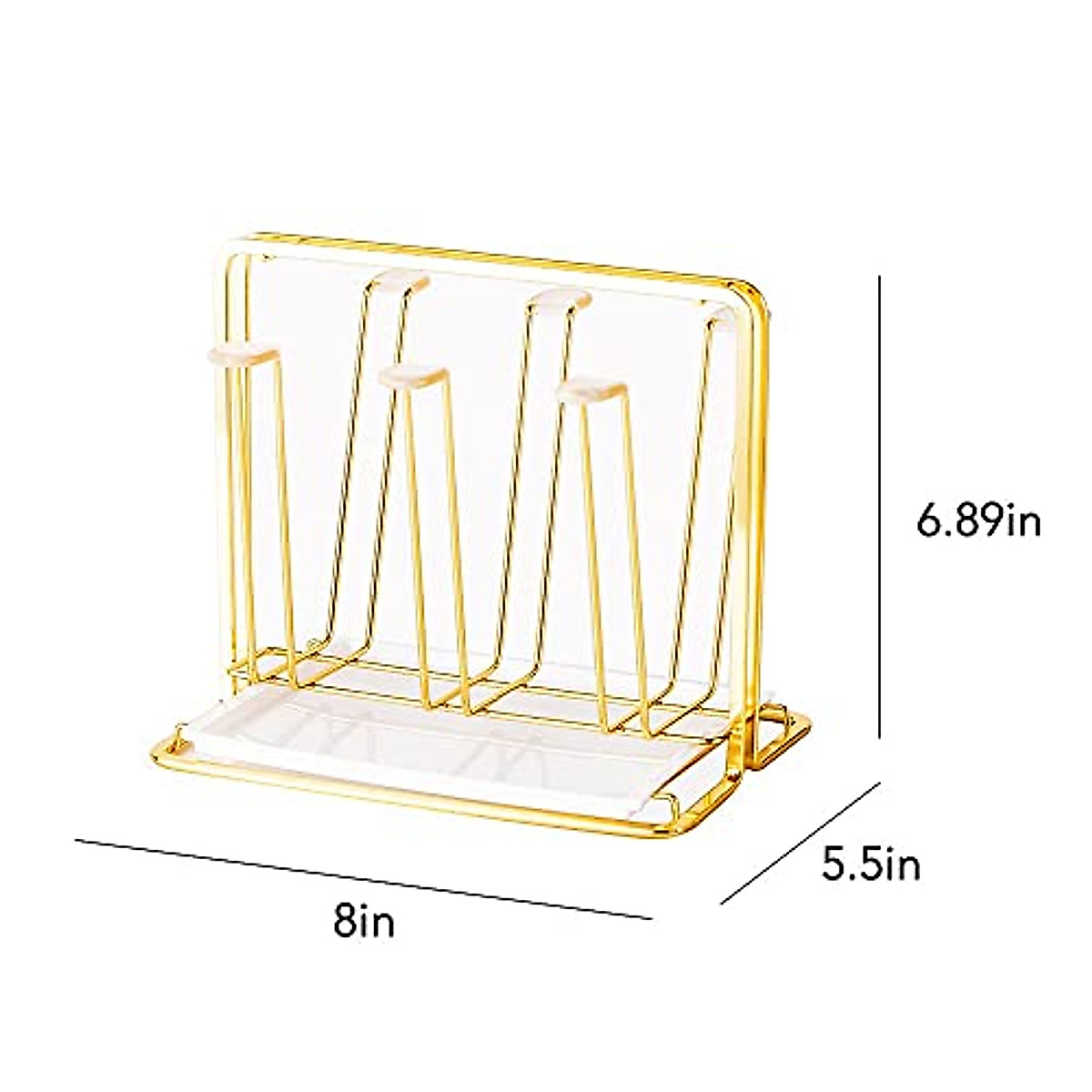 YISMAN Metal Cup Drying Rack with 6 Hooks, Bottle Drying Rack with Drain Tray,Coffee Mug Holder,Mug Organizer Golden