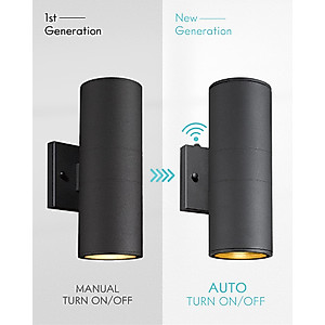 Ken & Ricky Outdoor Wall Light, Dusk to Dawn Sensor Exterior Light Fixture, Up and Down Wall Sconce with Photocell Sensor for Porch Patio Garage House Entryway-1 Pack