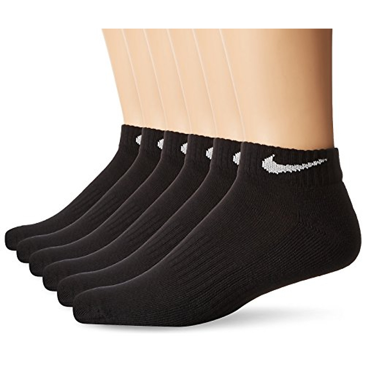 NIKE Unisex Performance Cushion Low Rise Socks with Bag (6 Pairs), Black/White, Large