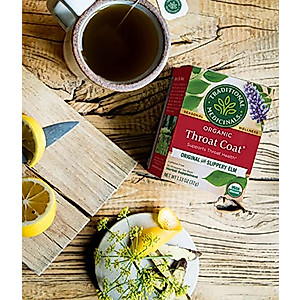 Traditional Medicinals Organic Throat Coat Herbal Tea, Supports Throat Health 16 Count (Pack of 1) Total 16 Count