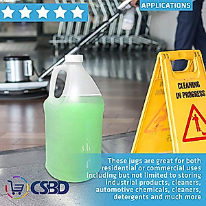 CSBD Clear Plastic Jugs with Child Resistant Lids, 2-Pack, Storage Containers with Ergonomic Handle, HDPE Construction for Residential or Commercial Use, 1/2 Gallon