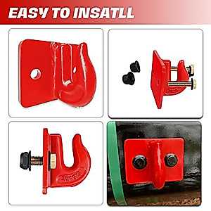EBESTTECH 2 Pack 3/8"" Tractor Bucket Tow Hook 15000lbs Break Strength Bolt on Grab Hook for John-Deere Truck UTV ATV Tractor Bucket with Backer Plate and Grade 70 Forged Steel，Red