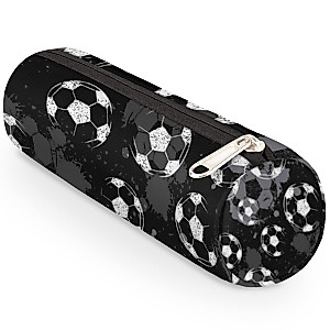 OMFUNS Sport Football Custom Pencil Case Soccer Ball Personalized Pencil Pouch for School Teen Girl Boy Kid Pencil Bag Pen Case Student Stationery Storage Cosmetic Makeup Bag Women