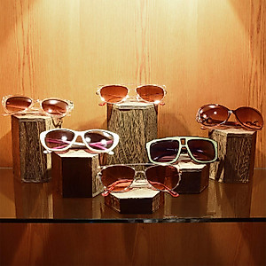 MOOCA Wooden 6 Pcs Hexagon Risers for Display Jewelry and Accessories Display Stand, Brown