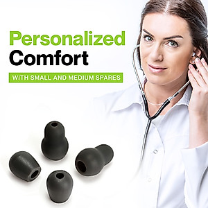 Durabasics Stethoscope Ear Tips Replacement for Littmann Stethoscopes - Compatible with Littman Ear Tips Replacement, Stethoscope Ear Pieces, Littmann Stethoscope Parts & Cardiology IV Parts - Black