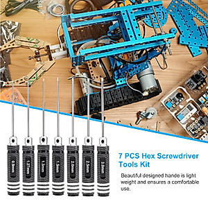 RC Hex Driver Set - 7pcs Hex Allen Screwdriver Kit 0.9mm/1.27mm/1.3mm/1.5mm/2.0mm/2.5mm/3.0mm Allen Wrench Set Key Driver Repair Tools for Traxxas RC Car Drone Multi-Axis Helicopter RC Models