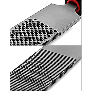 QWORK 14" Farrier Rasp File Double-Sided Hoof File, Farrier Hoof Rasp with Rubber Handle, Goat Rasp Pig Hoof File, Horse Equine Rasp Hoof, Horse Hooves and Pig Hooves, Improved Precision Edges