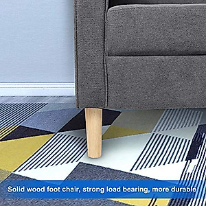 STHOUYN Mid Century Modern Upholstered Fabric Accent Chair with Arms Set of 2 Armchair Comfy Reading Chair for Living Room Studio Office Couch, Single Sofa Set Bedroom Grey