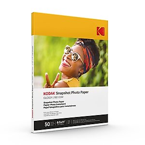 KODAK Photo Paper Gloss 8.5 X 11 SNAPSHOT 50 count, 48lb-180 g/m 2-8.5MIL (41301)