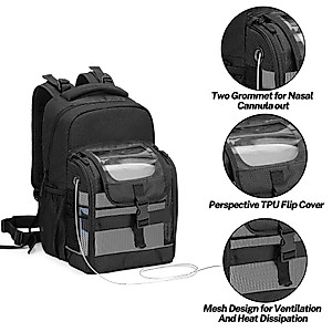 Trunab Portable Oxygen Concentrator Carrying Backpack, POC Bag with Transparent Cover & Multiful Pockets Compatible with Inogen one, Caire Freestyle Comfort, Oxygo, Philips SimplyGo Mini