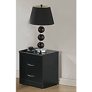 Hodedah 2 Drawer Nightstand, Black, 21.65 in x 48.03 in x 72.83 in