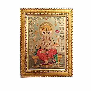 GALAXY KARMAA Golden Color Ganesha Picture for Home Decor Wall Decor
