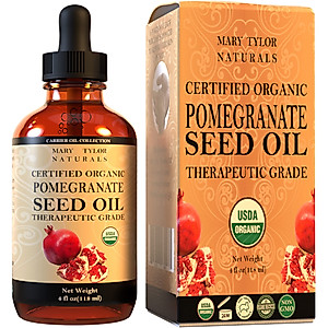 Mary Tylor Naturals Organic Pomegranate Seed Oil (4 oz), USDA Certified, Cold Pressed, Hexane-Free, Antioxidants, can be used for hair, skin, nails and DIY Projects.