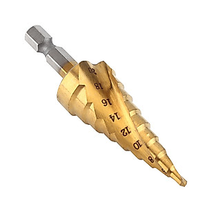 Hilitand Step Drill Bit, High Speed Steel Stepped Cone Drill Bit Coated Spiral Flute Hex Shank 4-20mm