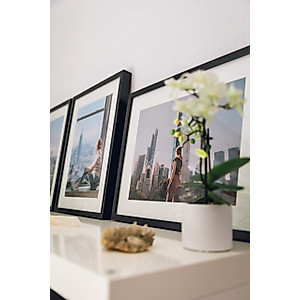 Black 14x18 Picture Frame - Matted 11x14 Photo Picture Display Photograph - 11 by 14 mat with 14x18 Frame - Wall Hanging Acrylic glass front