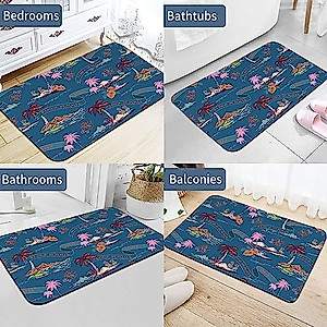 Bath Rugs Palm Tree Island Doormats Stone Diatomaceous Earth Rug Non-Slip Ocean Summer Bathroom Mat Washable Absorbent Mud Floor Mats for Indoor and Outdoor 15.7"x23.6"