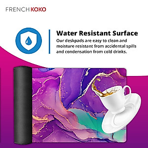 French Koko Large Mouse Pad, Desk Mat, Keyboard Pad, Desktop Home Office Decor School Essentials College Cute Extended Laptop Protector Accessories Pretty Mousepad Women Girls Big Marble Purple