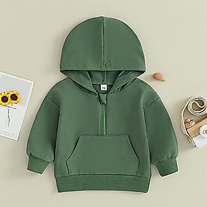 YINGISFITM Toddler Baby Boy Girl Clothes Zip Up Hoodie Pullover Long Sleeve Shirt Cute Fall Winter Outfits (Baby Hoodie Green, 18-24 Months)