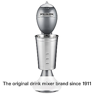 Hamilton Beach Pro Retro Die-Cast Mixer for Milkshakes, Soda Fountain Drinks, Protein Shakes, Whipping Omelets and Pancake Batter, 28 Oz Cup (65120), Gray
