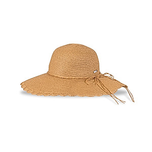 Jessica Simpson Womens Wide Brim Straw Hat, Tan, One Size