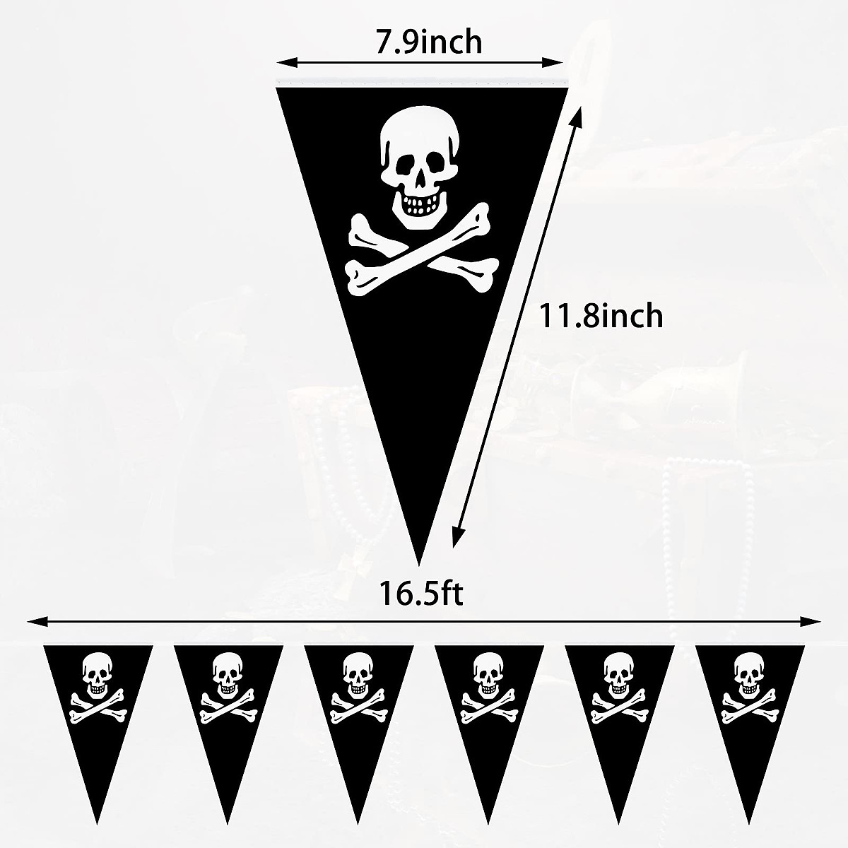 Tatuo 90 Pcs Pirate Banner Pirate Birthday Party Decorations Pirate Skull Pennant Flags Pirate Ship Triangle Banner Decor for Pirate Party Celebration Decor