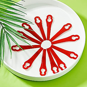 Honoson Plastic Machine Trimming Blades Replacement Plastic Blades Accessories Trimmer Grass Mowing Nylon Blades Garden Lawn Mower Accessories Tools Compatible for PolyCut 2-2 (Red,100 Pieces)