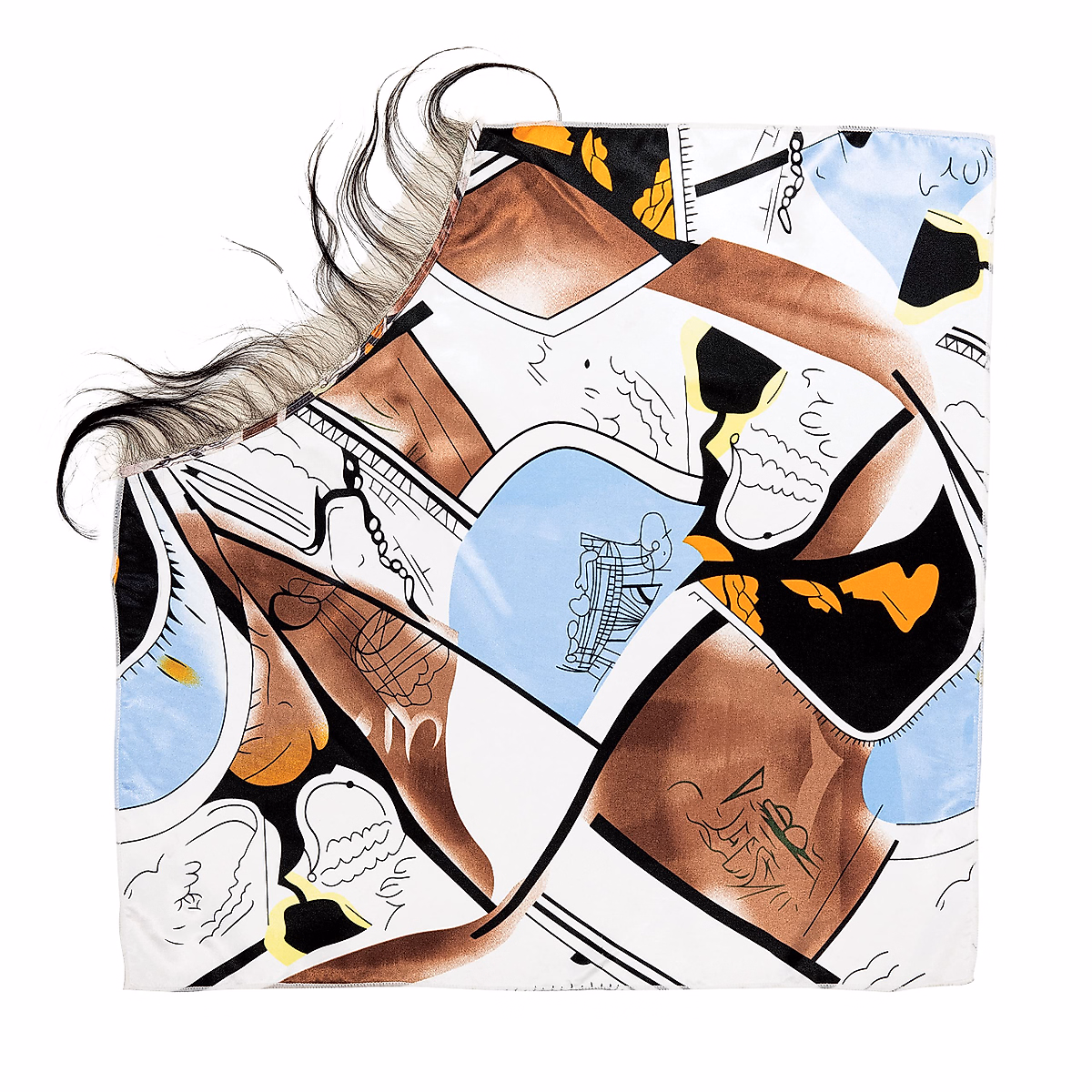 Janet Collection Melt LaFichu Edge Scarf with Baby Hair –Satin Head Wrap for Edge Style – Hand Knotted Scarf with Baby Hair (DAVINCI)