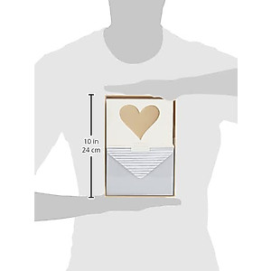 Portico Designs Blank Notecard Set Gold Foil Embossed Boxed Notecards Stationary Set, 10-Count, Heart