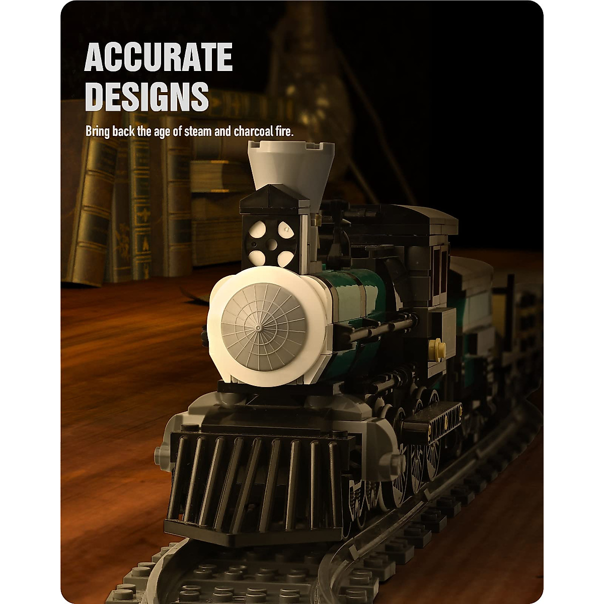 Nifeliz TH10 Steam Train Building Kit and Engineering Toy, Collectible Steam Locomotive Display Set, Train Set with Train Track, Top Present for Train Lovers (560 PCS)