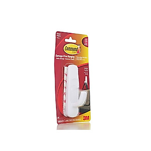 3M : Scotch Command Removable Adhesive Utility Hook, 5-lb Capacity, Plastic, White -:- Sold as 2 Packs of - 1 - / - Total of 2 Each