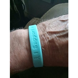 Jeirles Wholesale 25 Light Blue Prostate Cancer Awareness I Support Prostate Cancer Awareness Everyday - 100% Medical Grade Silicone Bracelets (25 Bracelets)
