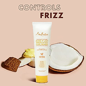 SheaMoisture Coconut Custard Curl Defining Cream - Make It Last Wash N' Go Primer, Enhancer & Detangler for Wavy & Curly Hair, Organic Shea Butter, 10.3 Oz