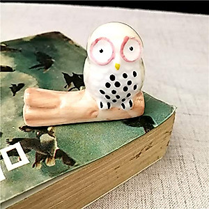 JARPSIRY 5 Pcs Cute Ceramic Owl Chopsticks Rest, Knife Spoon Fork Stand Culery Holder Paint Brush Rack Home Kitchen Restarant Tool