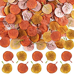 WILLBOND 400 Pieces Eucalyptus Leaves Artificial Eucalyptus Petals Fake Leaves for DIY Wedding Bouquet Party Garden Cake Table Decoration (Rusty Red and Fall Coffee)