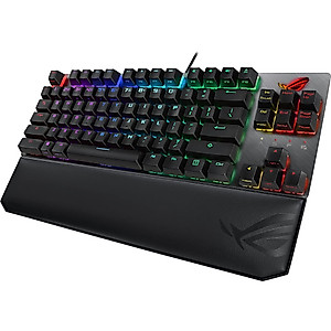 ASUS ROG Strix Scope NX TKL Deluxe | 80% RGB Gaming Mechanical Keyboard, ROG NX Red Linear Switches, Aluminum Top-Plate, Detachable Cable, Media Keys, Stealth Key, Wrist Rest, Macro Support